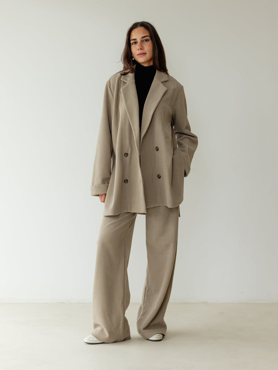 Tailored Suede Set - Beige – ASCIA