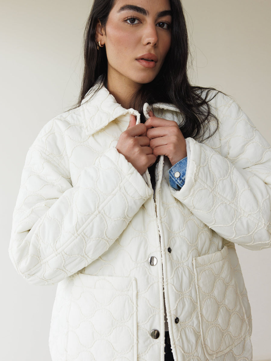 Embroidered Puffer Jacket - offwhite – ASCIA