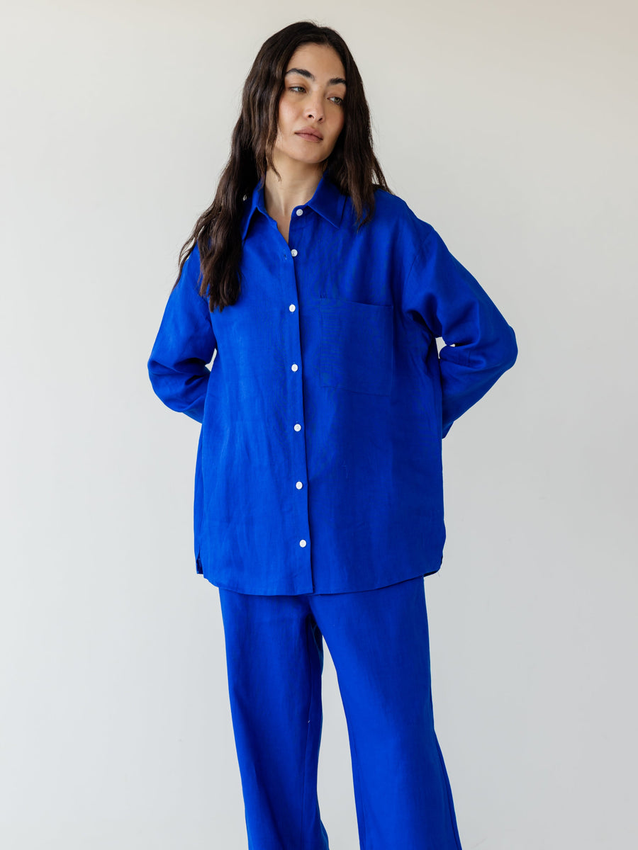 Basic Linen Shirt - Royal Blue – ASCIA