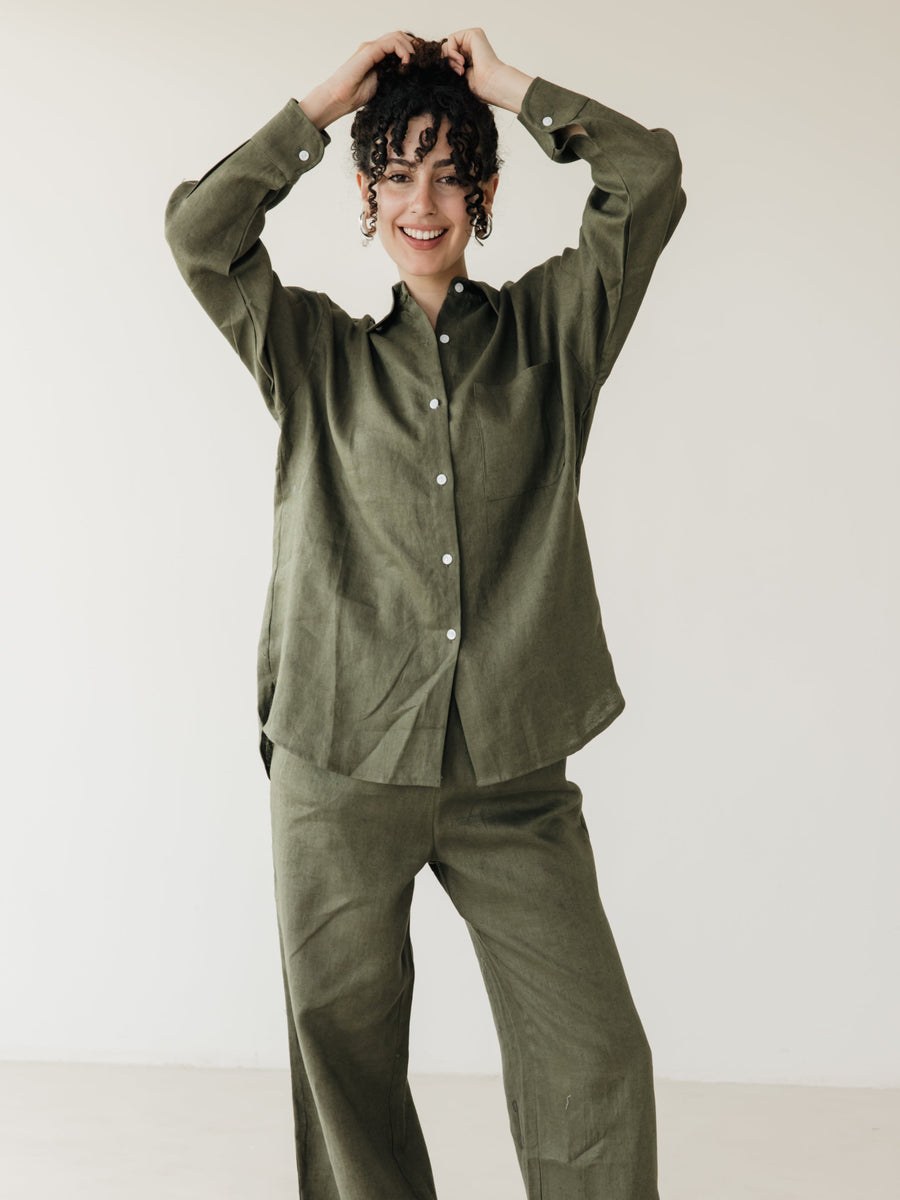 Basic Linen Shirt - Jungle Green – ASCIA