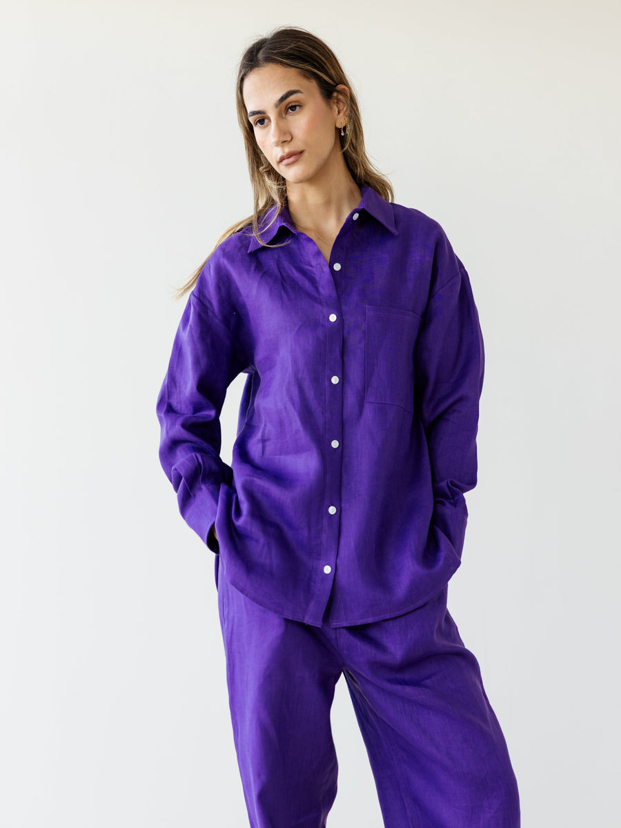 Basic Linen Shirt - Deep Violet – ASCIA